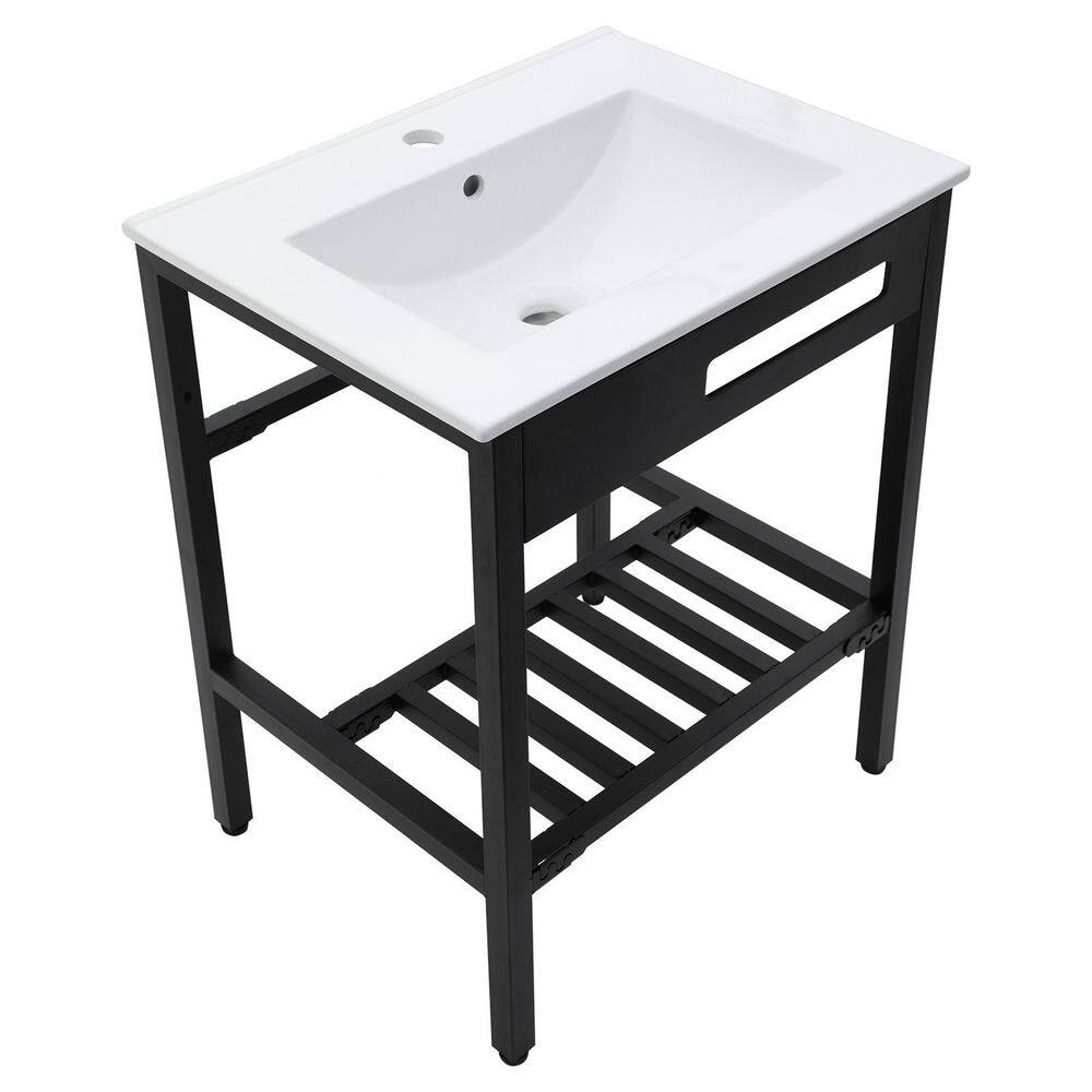 Top-Notch 24 in. x18 in. Console Sink Basin in White Ceramic with ...