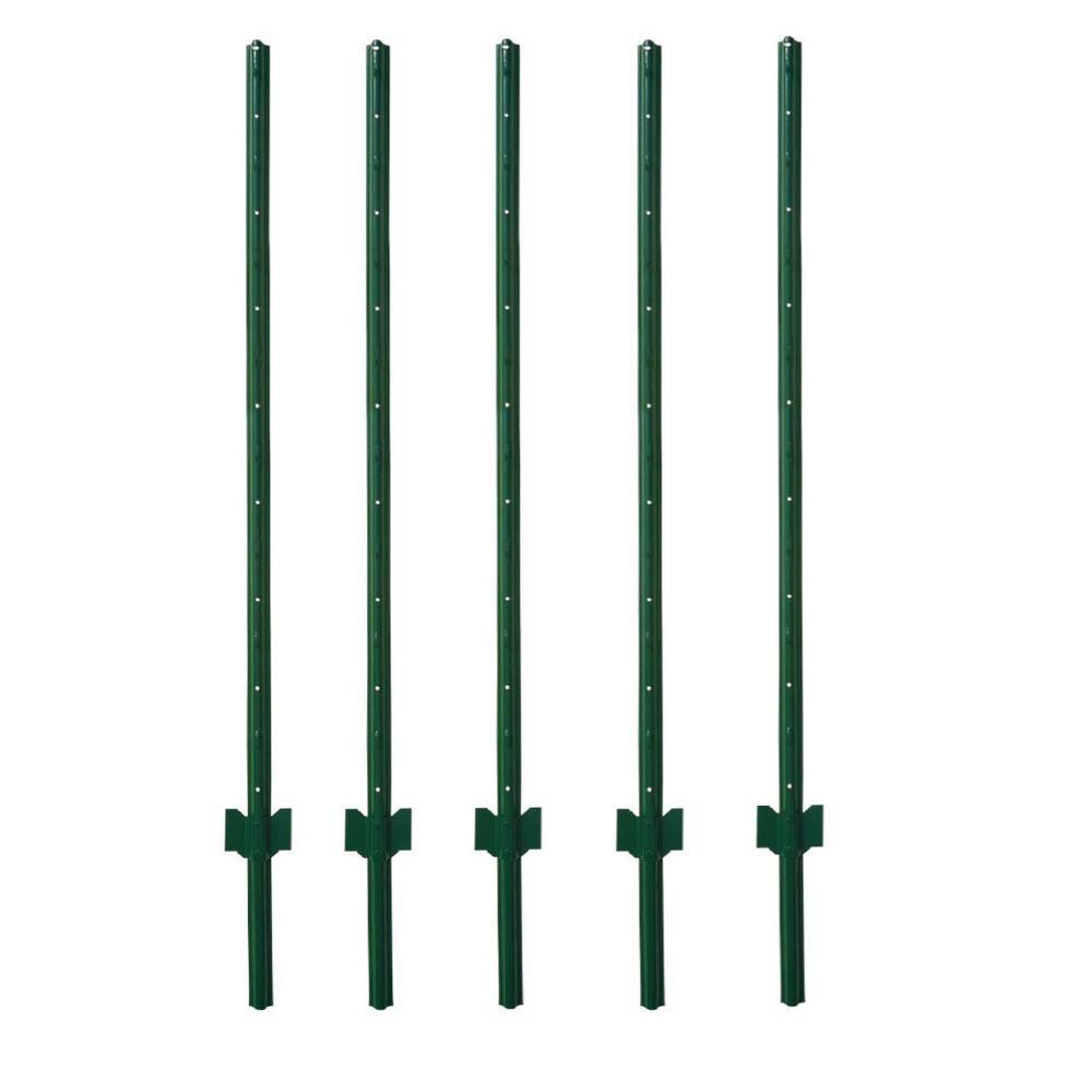 Angel Sar 60 in. x 1.2 in. x 1.2 in. Metal Fence Post U Post Green for ...