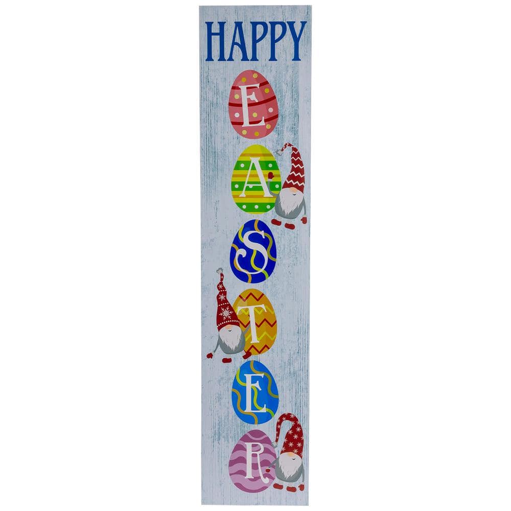 Northlight 35 .75 in. Happy Easter Gnomes and Eggs Spring Porch Board ...
