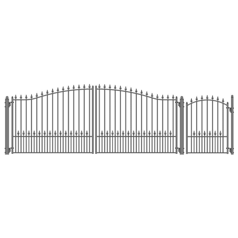 ALEKO Munich Style 12 ft. x 6 ft. with Pedestrian Gate Black Steel ...