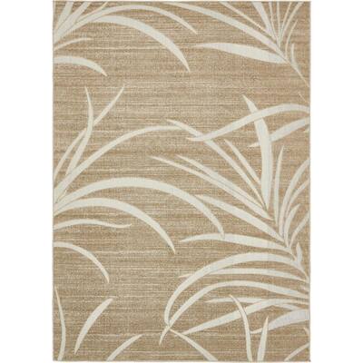 Unique Loom Indoor/Outdoor Orlando Beige 5' 0 x 8' 0 Area Rug 3132478 ...