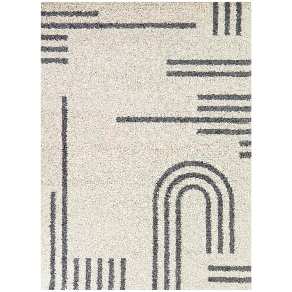 BALTA Erin Grey 5 ft. x 7 ft. Striped Area Rug 3115456 - The Home Depot