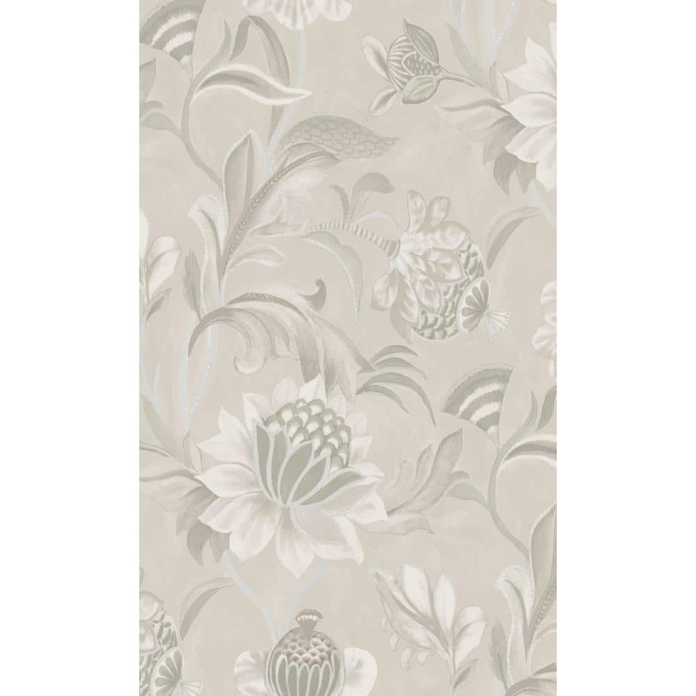 Walls Republic Dove Grey Jacobean Style Floral Print Non Woven Non ...
