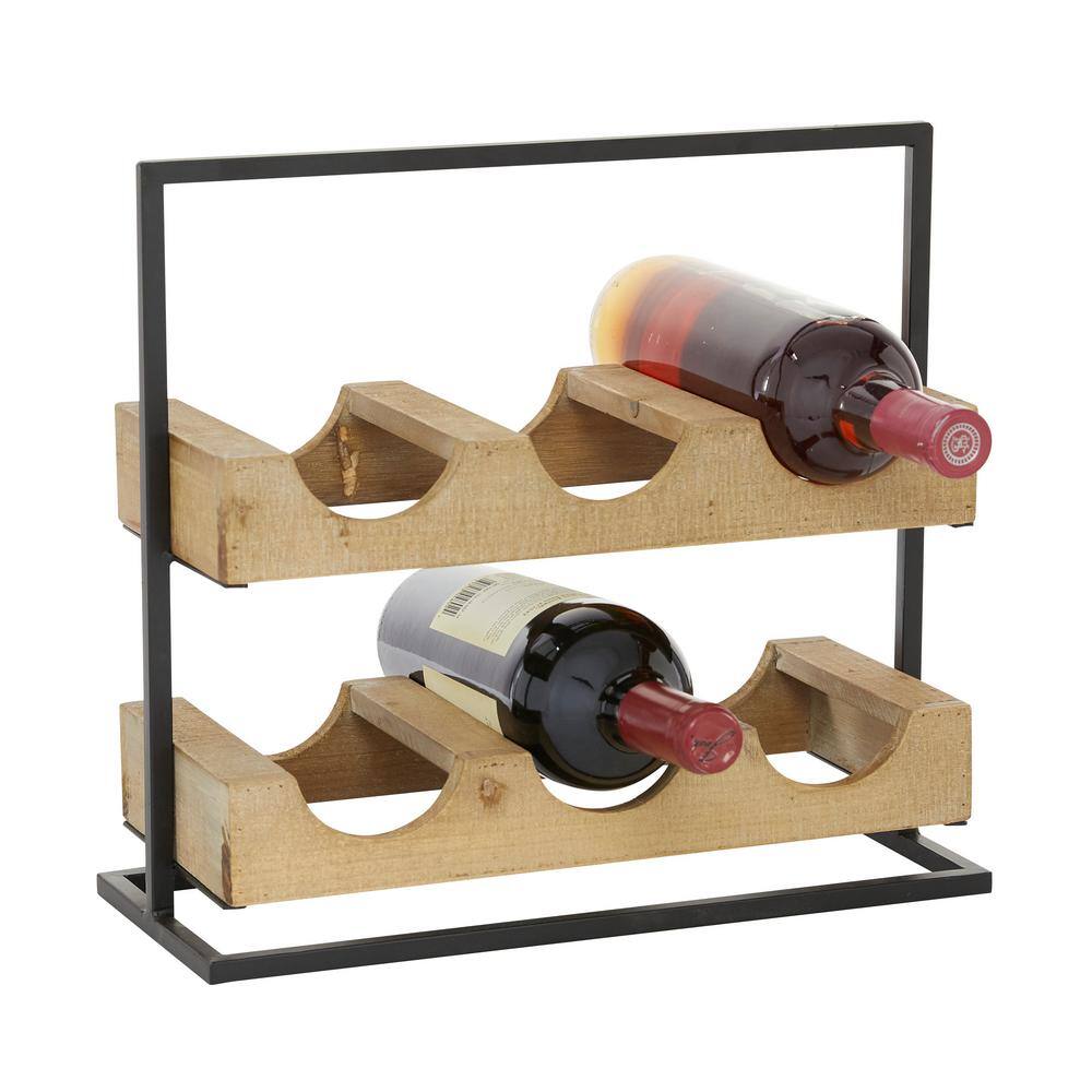 Litton Lane 6- Bottle Brown Wine Rack 77897 - The Home Depot