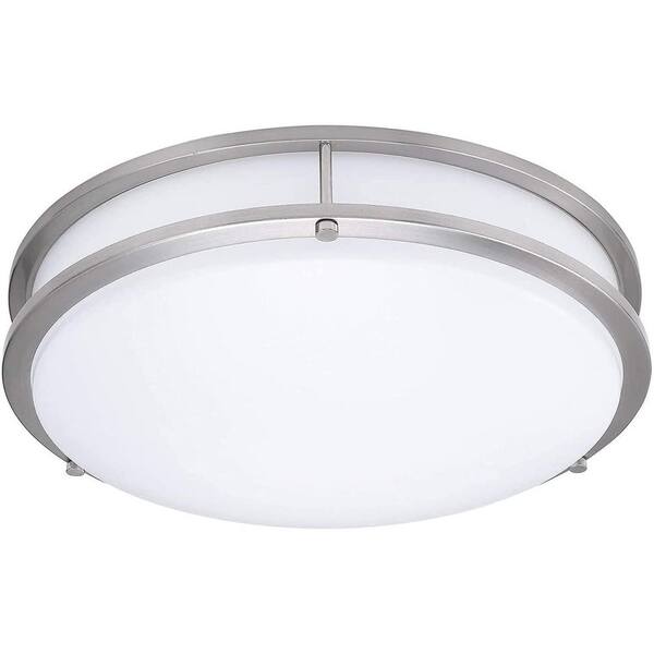 Cedar Hill 14 in. 20-Watt, 1600 Lumens Brushed Nickel LED Finish Double ...