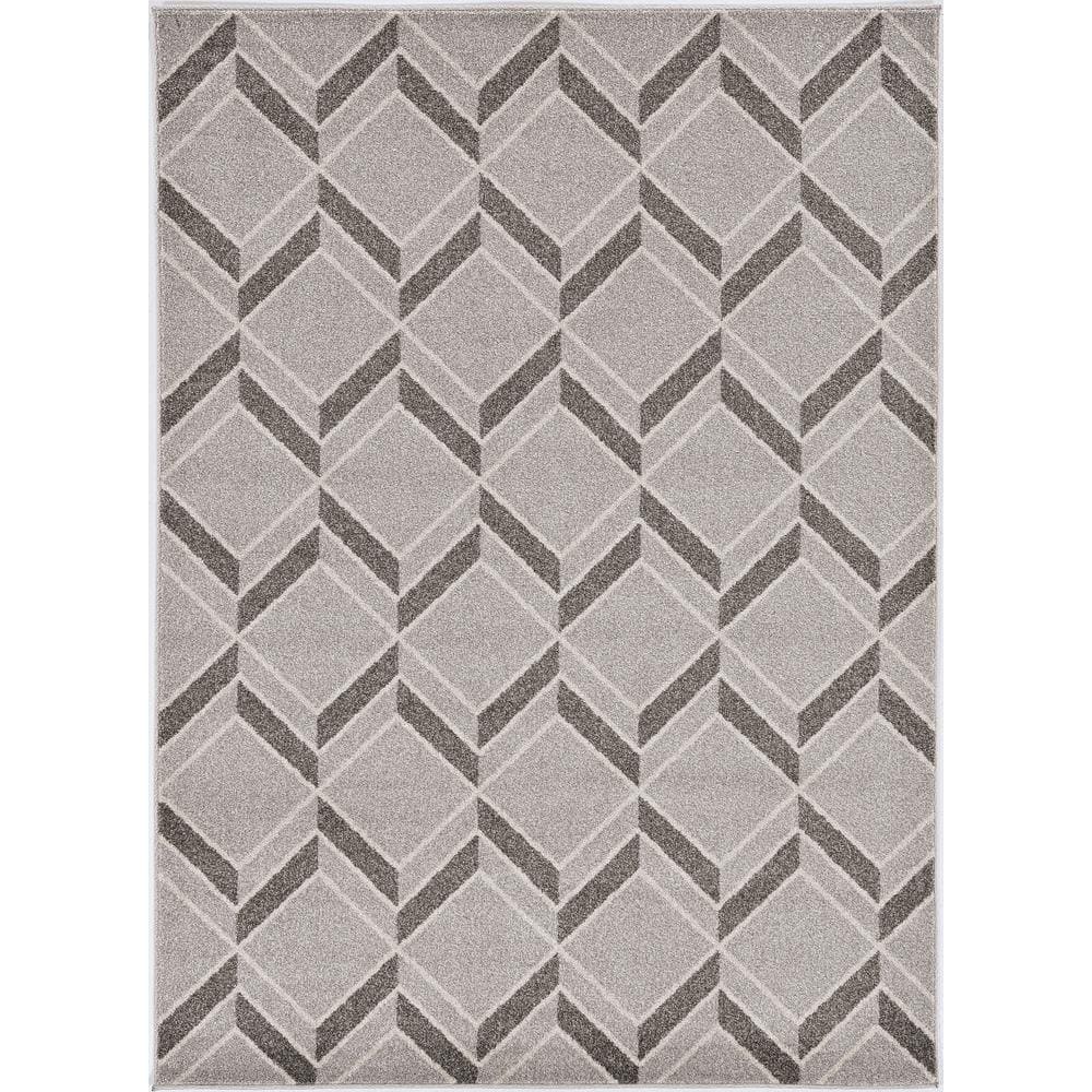 MILLERTON HOME Nova Gray 3 ft. x 5 ft. Chevron Bohemian Outdoor Rug ...
