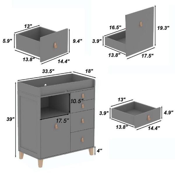 Nursery Changing Table With Storage Drawers KORIMEFA Corner Changing ...