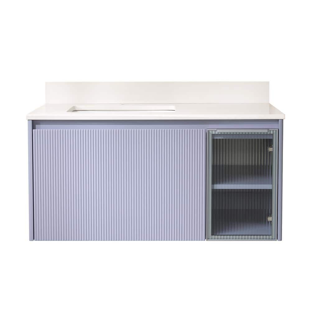 WELLFOR FLORA 40 in. W x 22 in. D x 20 in. H Single Sink Floating Bath ...