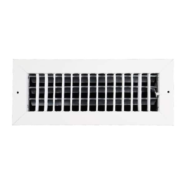 ACLAMINAIRE 12 in. x 4 in. Aluminum Adjustable Wall Register in White L ...