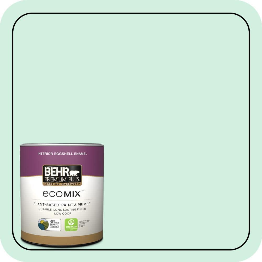 BEHR PREMIUM PLUS 1 qt. #480C-2 Pastel Jade Eggshell Enamel EcoMix ...