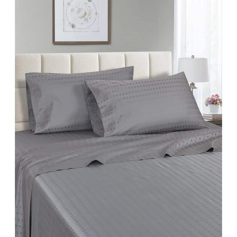 Spring Home 3 Piece 1200 Thread Count Gray Jacquard Dot 100% Cotton ...