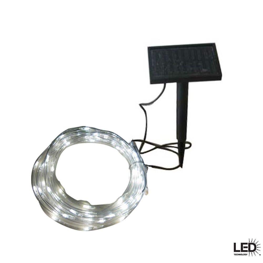 Hampton Bay 16 ft. Solar Integrated LED Clear Rope Light with Solar ...