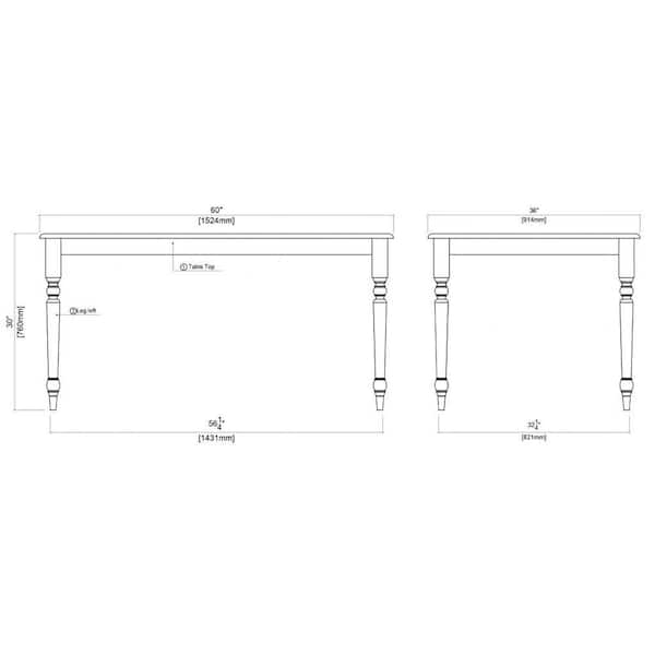 Boraam Windsor Farmhouse Cream Natural 4 Legs Wood 60in. W Dining Table Seats 6 70369 The Home Depot