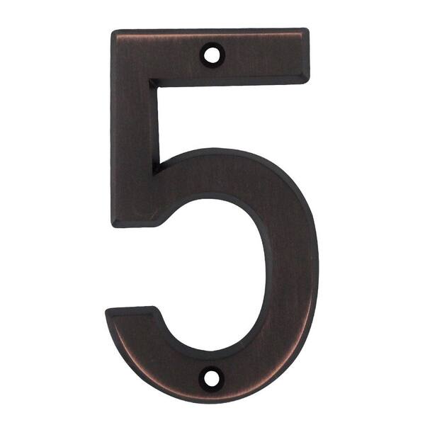 Everbilt 6 in. Aged Bronze Screw On House Number 5 31056