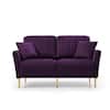31.5 in. Purple Velvet Upholstered Modern 2 Seats Sofa Loveseats with ...