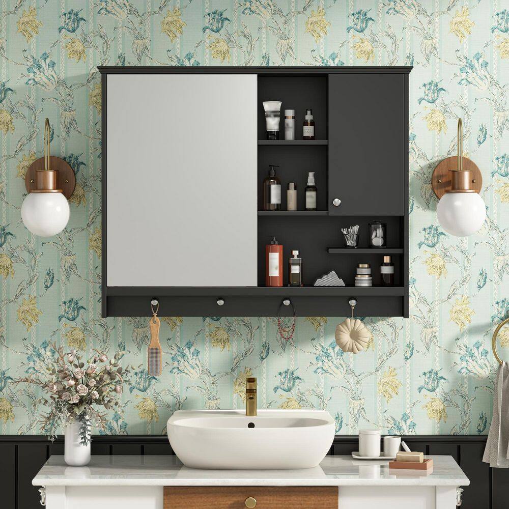 Ziyudura 36 In W X 28 In H Rectangular Mdf Medicine Cabinet With