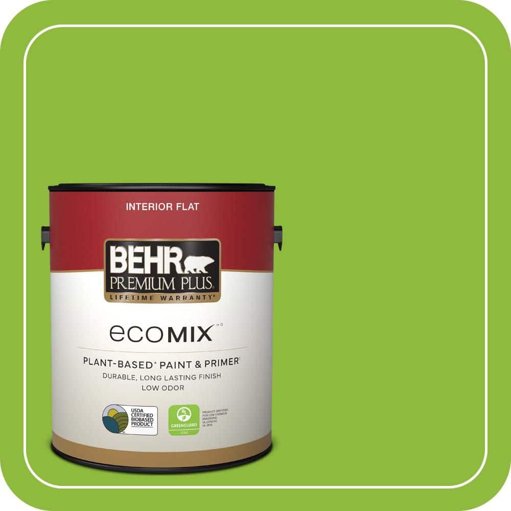 BEHR PREMIUM PLUS 1 gal. #S-G-420 Limeade Flat EcoMix Plant-Based ...