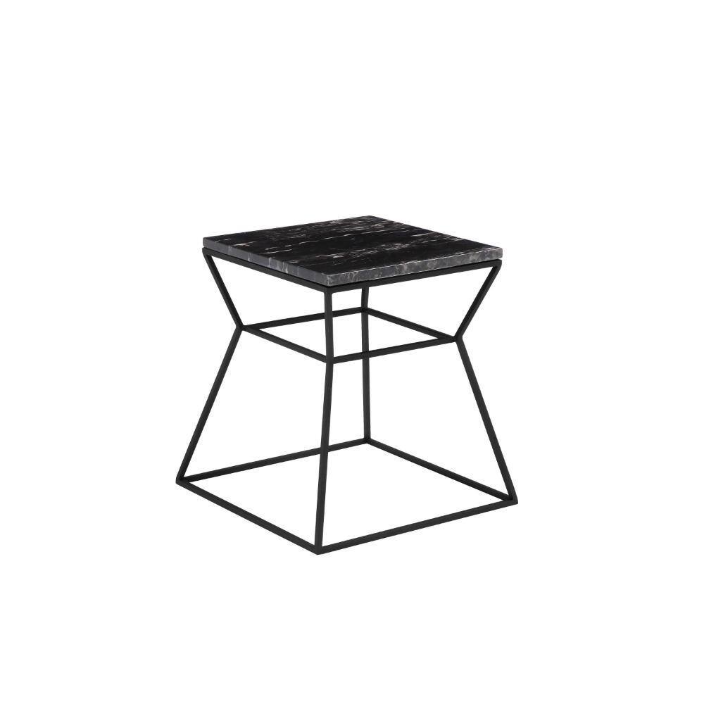 Benjara 18 in. Black Square Marble End Table with Open Hourglass Frame ...