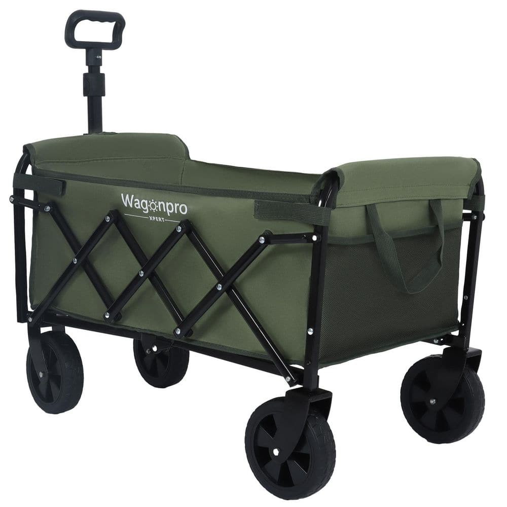 3.94 cu. ft. Army Green Steel Expandable Dual-Layer Utility Wagon ...