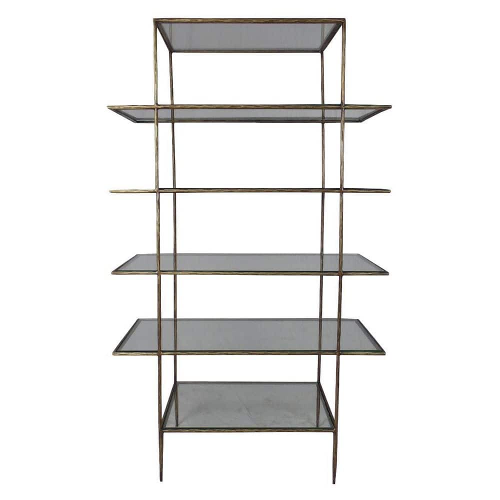 HomeRoots 59 in. Tall Brass Iron 5 Shelf Standard Bookcase 2000488874 ...