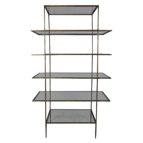 HomeRoots 59 in. Tall Brass Iron 5 Shelf Standard Bookcase 2000488874 ...