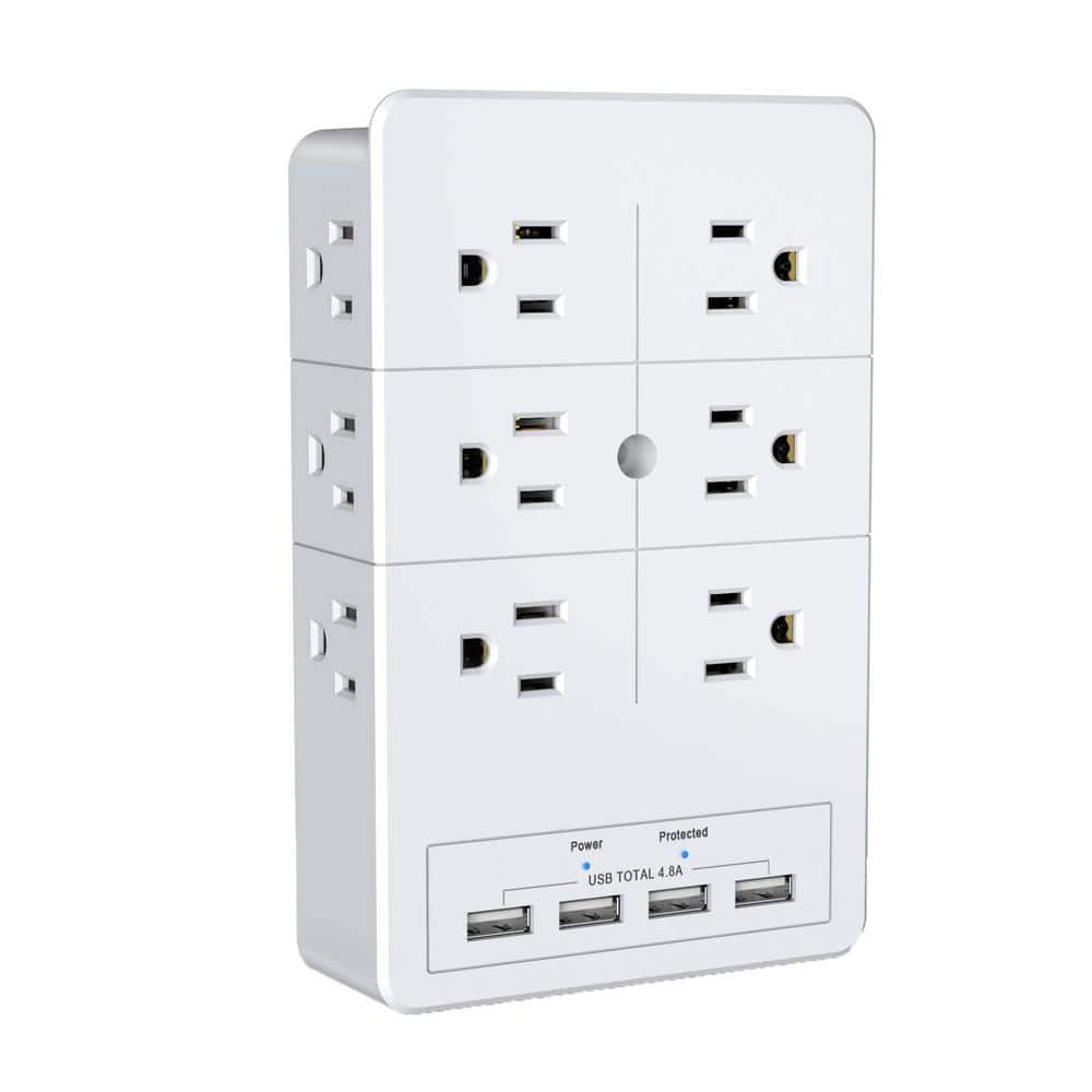 Vrbgify Wall Mount Multi Outlet Extension Cord 12-Outlet AC Surge ...