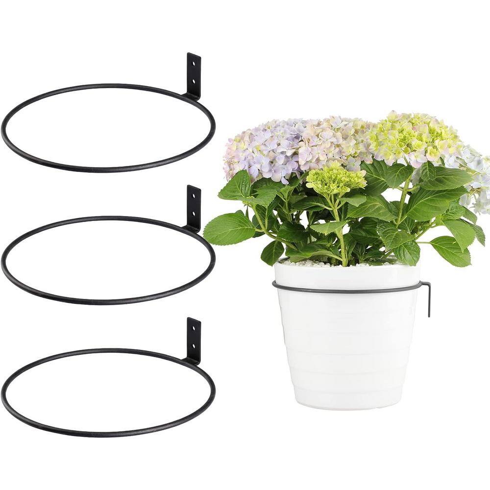 PAIHOME 8 in. Flower Metal Pot Holders for Outside Ring Wall Bracket-3 ...
