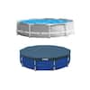 Intex 10 ft. Round 30 in. D Soft-Sided Metal Frame Pool with 10 ft ...