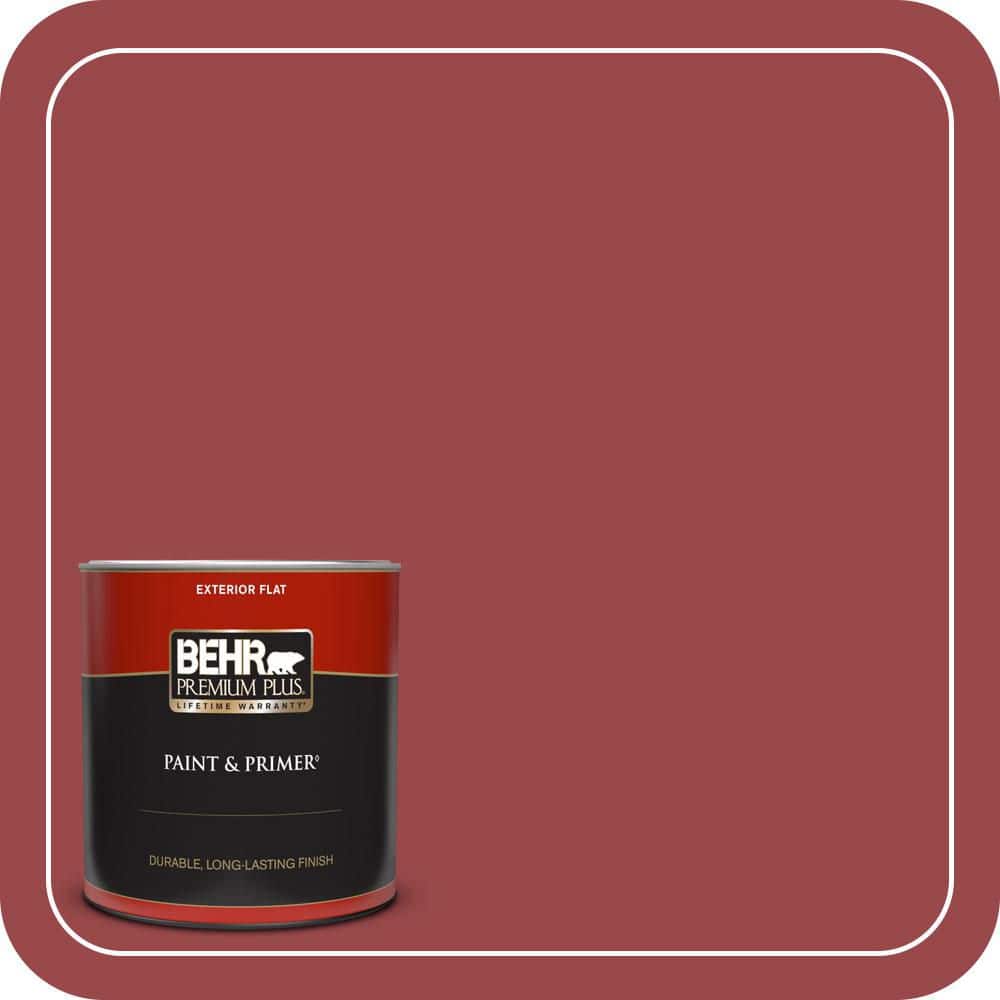 BEHR PREMIUM PLUS 1 qt. #150D-7 Regal Red Flat Exterior Paint & Primer ...