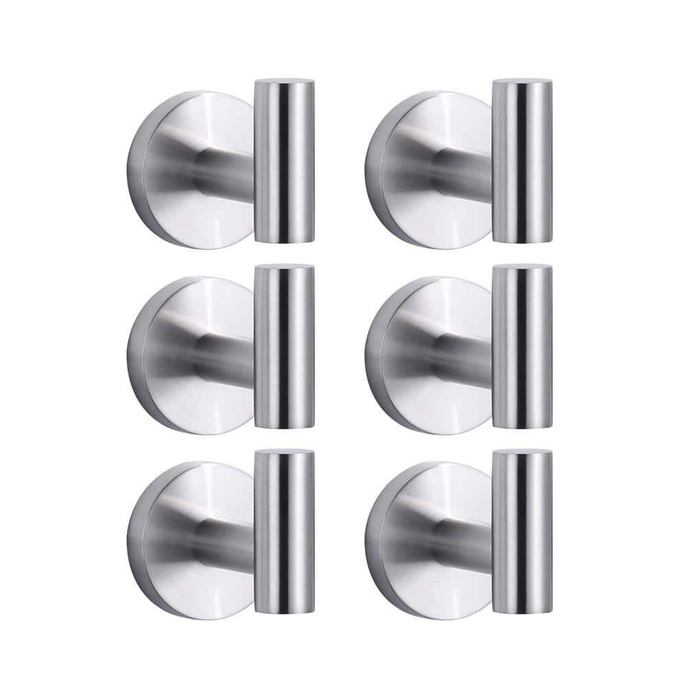 WOWOW Stainless Steel J-Hook Robe/Towel Hook in Brushed Nickel 6-Pack ...