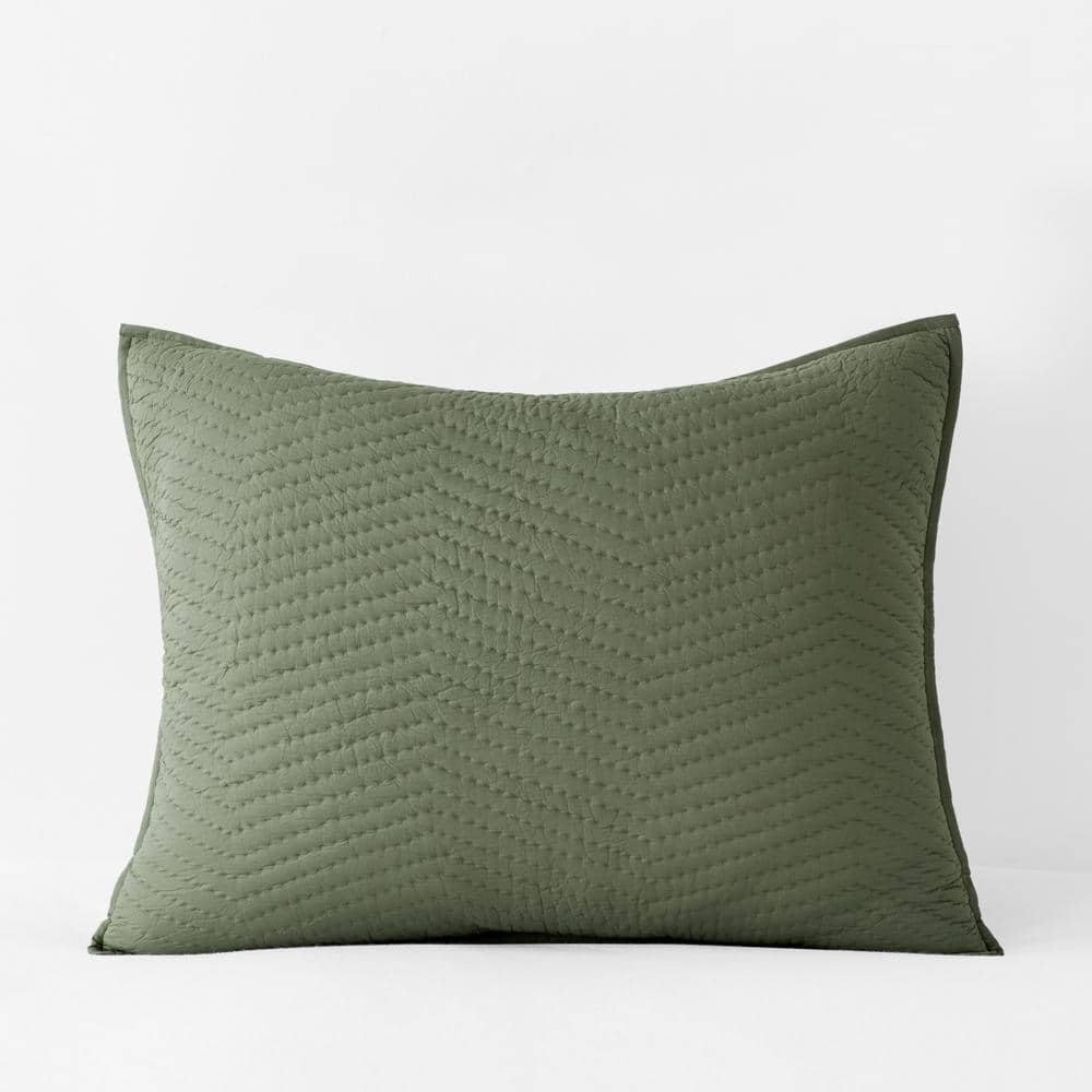 The Company Store Company Dark Olive Cotton Standard Quilted Sham N2R1 ...