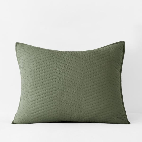 The Company Store Company Dark Olive Cotton Standard Quilted Sham N2R1 ...