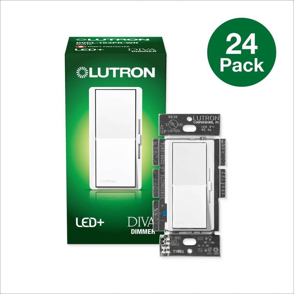 Lutron Diva LED+ Dimmer Switch for Dimmable LED Bulbs, 150-Watt/Single-Pole or 3-Way, White ...