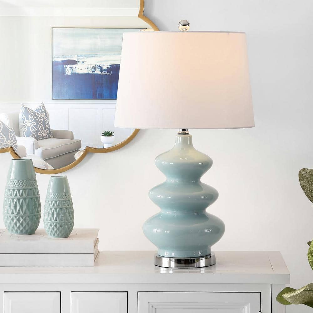 SAFAVIEH Brielle 27.5 in. Blue Table Lamp with White Shade TBL4282A ...