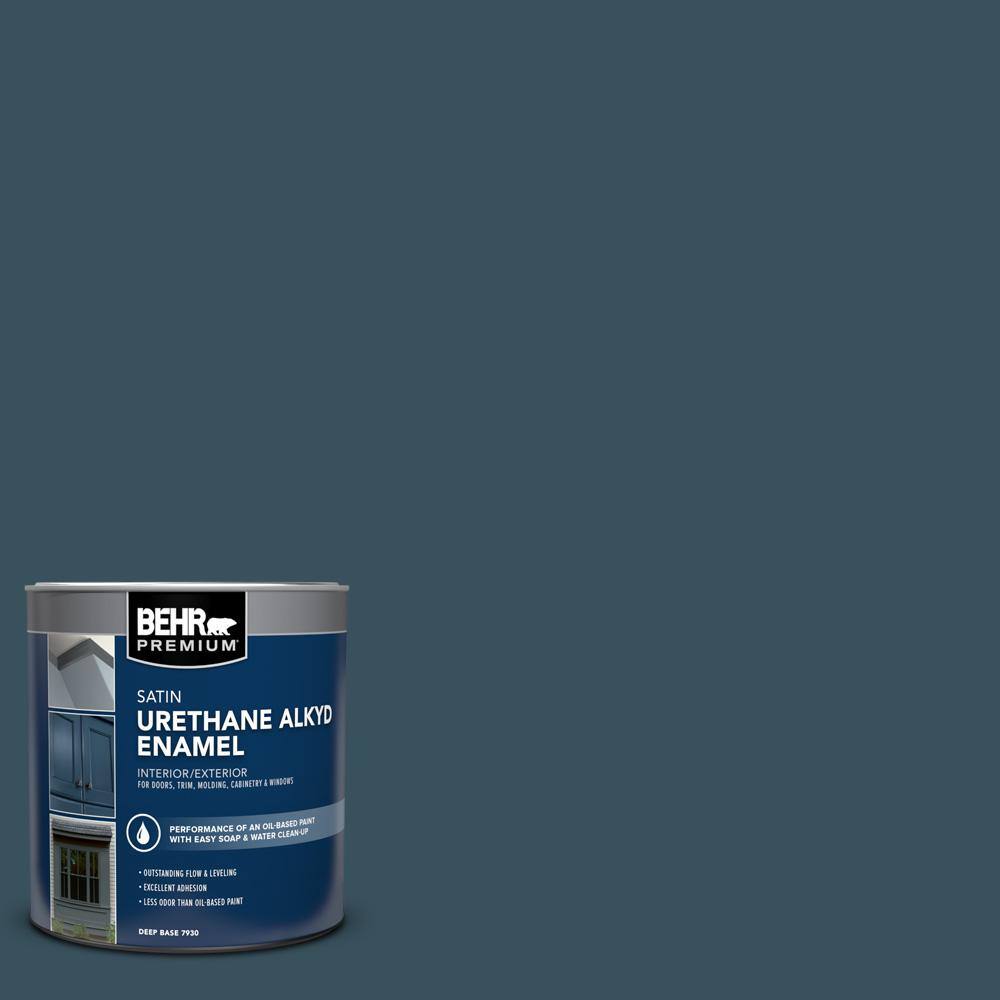 BEHR PREMIUM 1 qt. #PPU13-20 Restless Sea Satin Enamel Urethane Alkyd ...