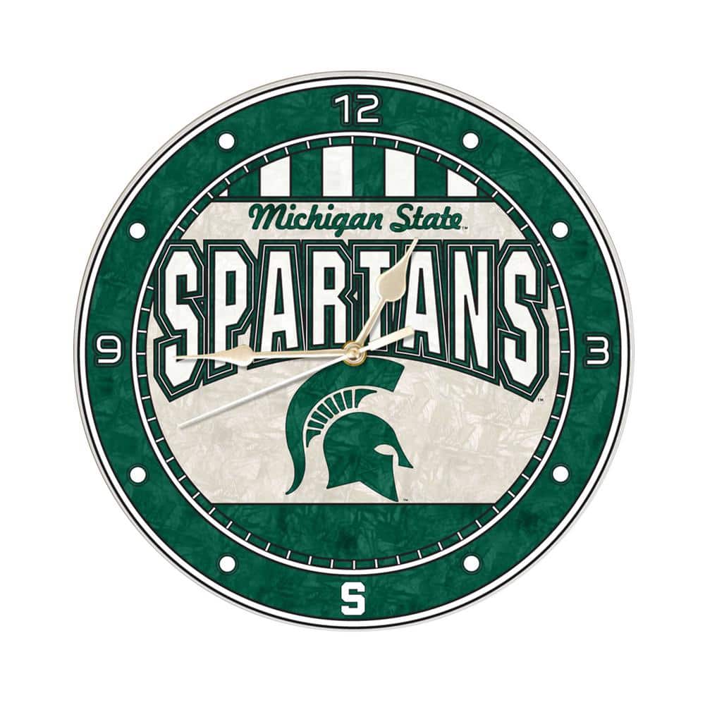 The Memory Company NCAA - 12 in. Michigan St Art Glass Clock COL-MSU ...