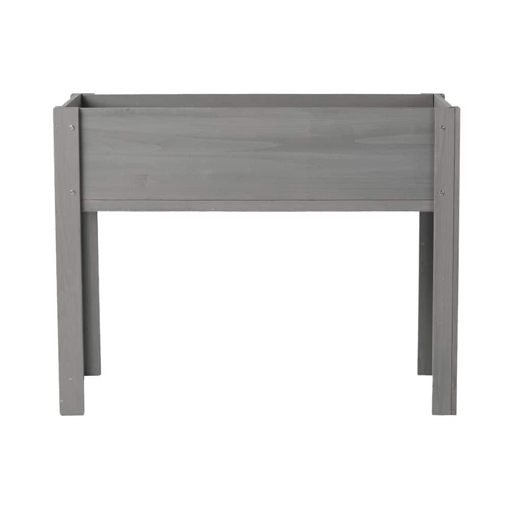 40 in. x 20 in. x 31 in. Grey Wood Rectangular Raised Garden Bed ...