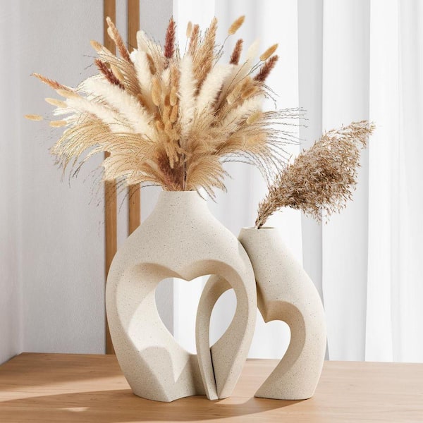 Angel Sar 2 Pieces 7.7 in. Pitcher White Vases Heart Shaped Ceramic ...