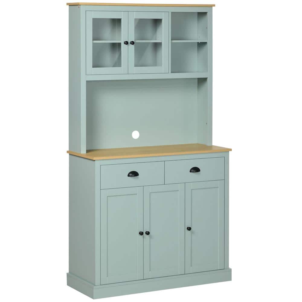 HOMCOM 71 in. Light Blue Freestand in.g Pantry, Kitchen Buffet Hutch ...