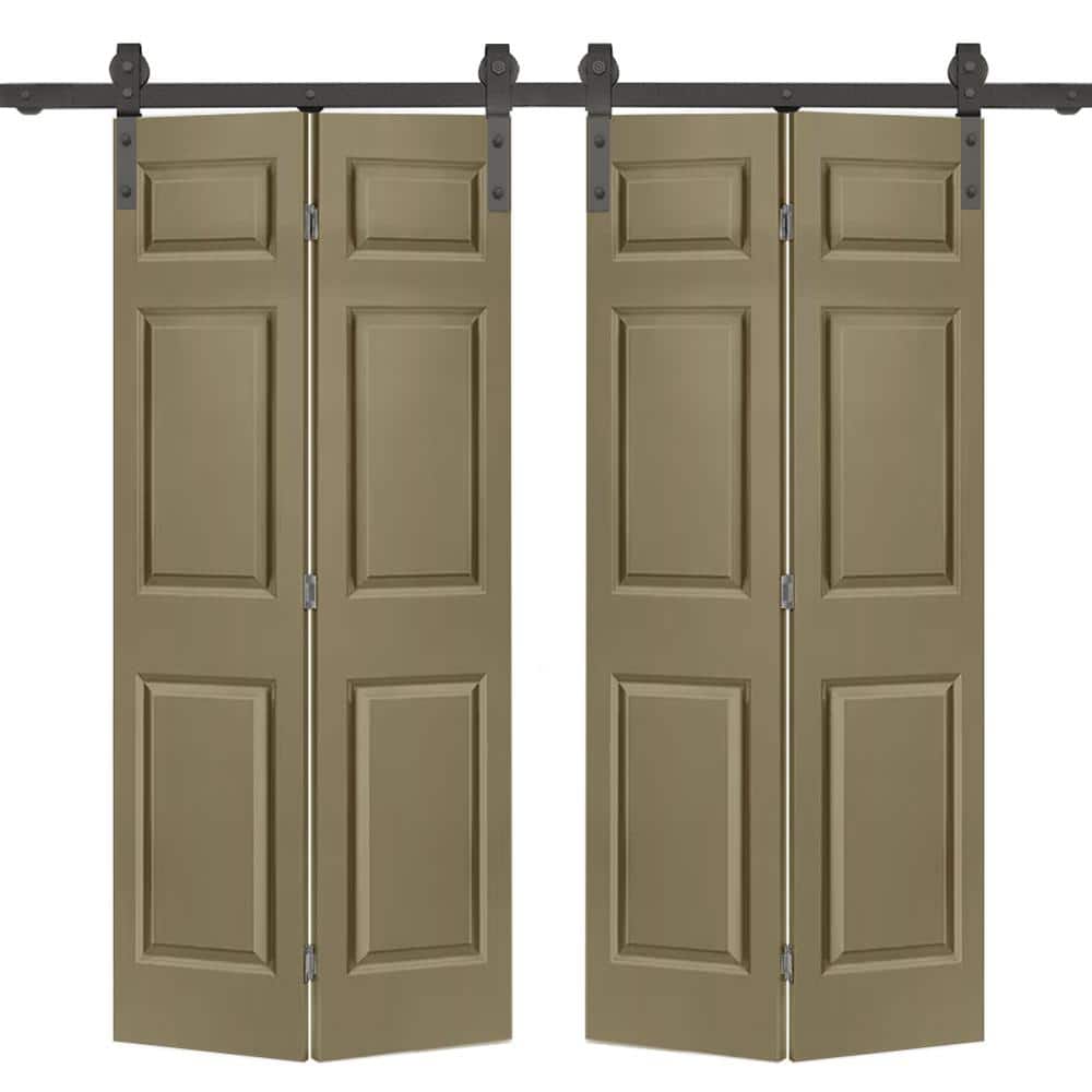 CALHOME 72 in. x 80 in. Hollow Core 6 Panel Olive Green Composite ...
