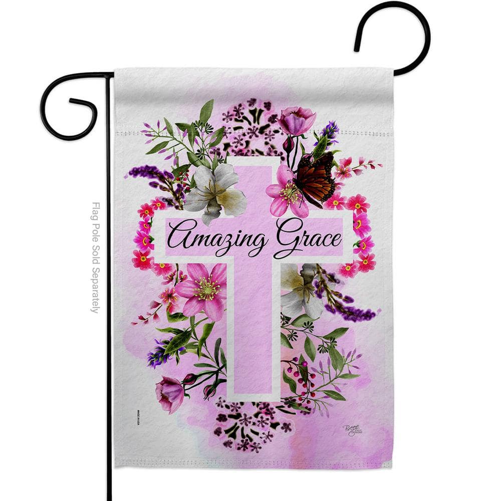 Breeze Decor 13 in. x 18.5 in. Floral Amazing Grace Bible Verses Garden ...