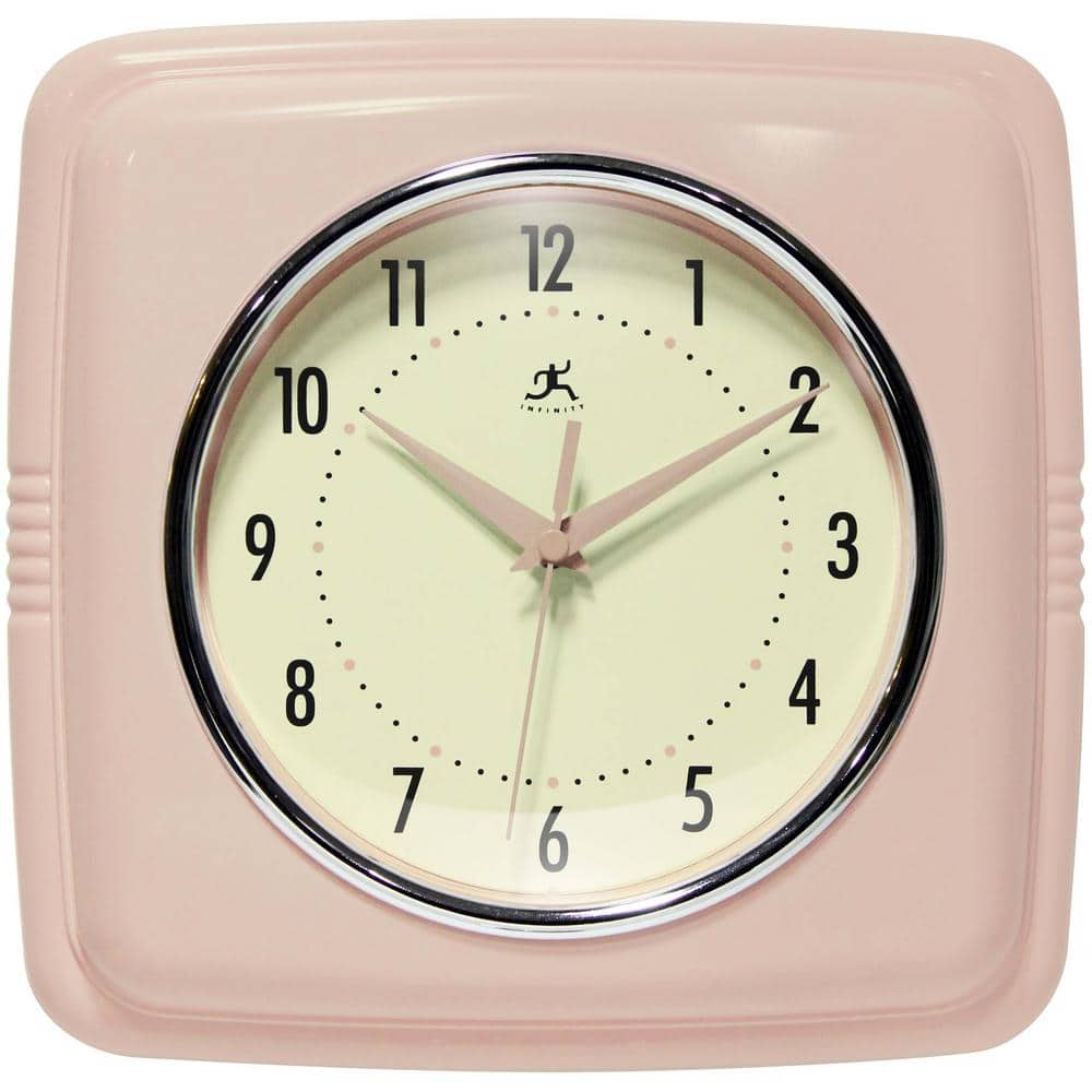 Infinity Instruments Square Retro Rose Blush Wall Clock 13228RB-4103 ...