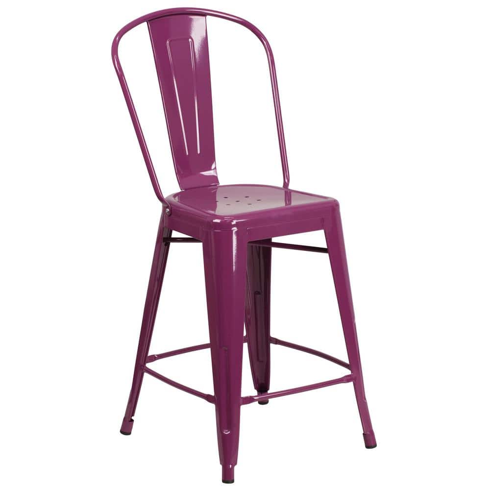 Flash Furniture 24 in. Purple Bar Stool ET353424PUR - The Home Depot