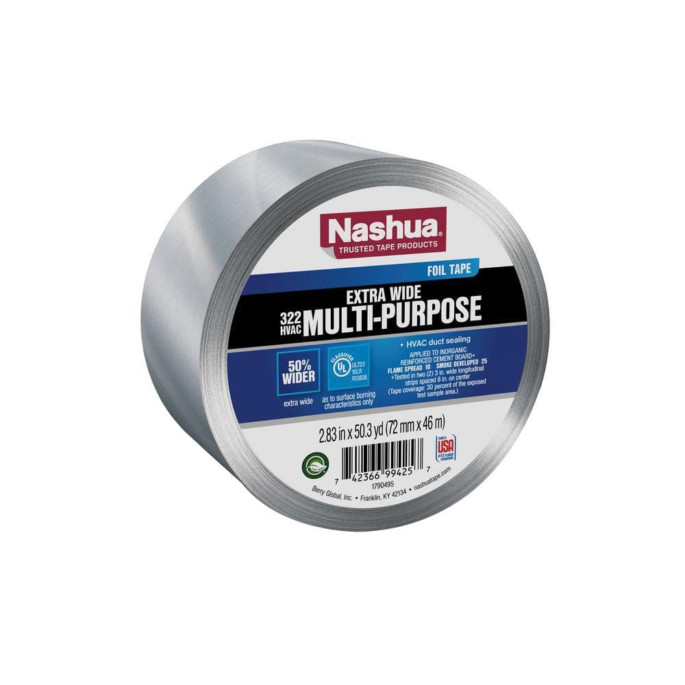 Nashua Tape 2.83 in. x 50.3 yd. 322 Extra Wide Multi-Purpose HVAC Foil ...