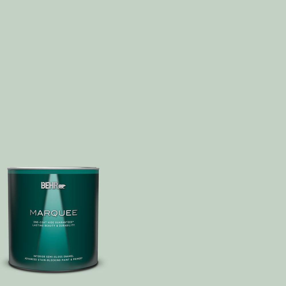 BEHR MARQUEE 1 qt. #PPU11-13 Frosted Jade One-Coat Hide Semi-Gloss ...