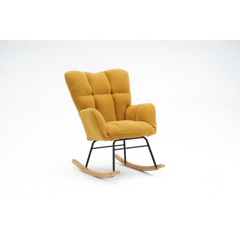 Yellow Tufted Upholstered Rocking Chair Padded Seat SN808C-37 - The ...