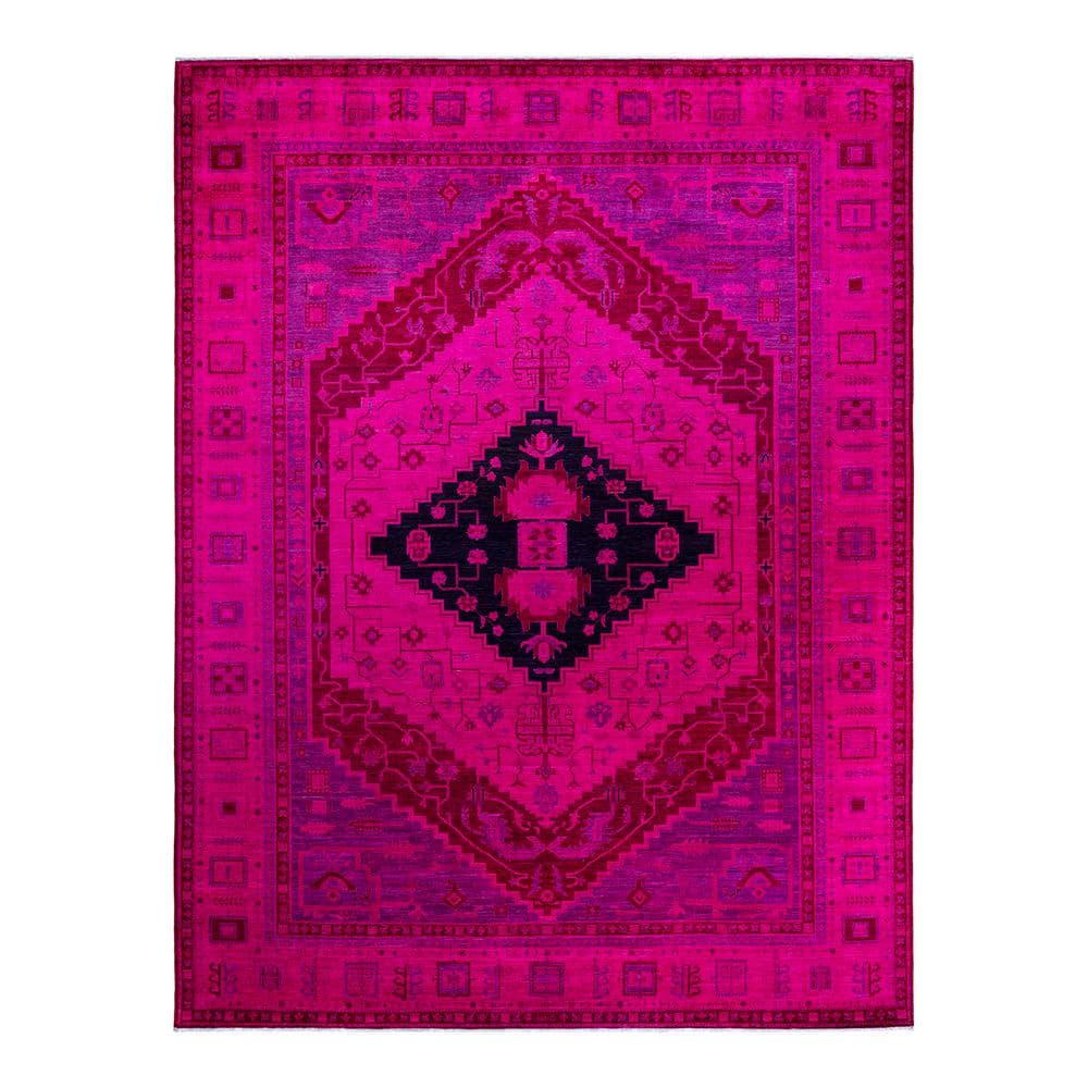 Chloe & Olivia Home Vibrance Pink 9 ft. x 12 ft. Solid Wool Indoor Area ...