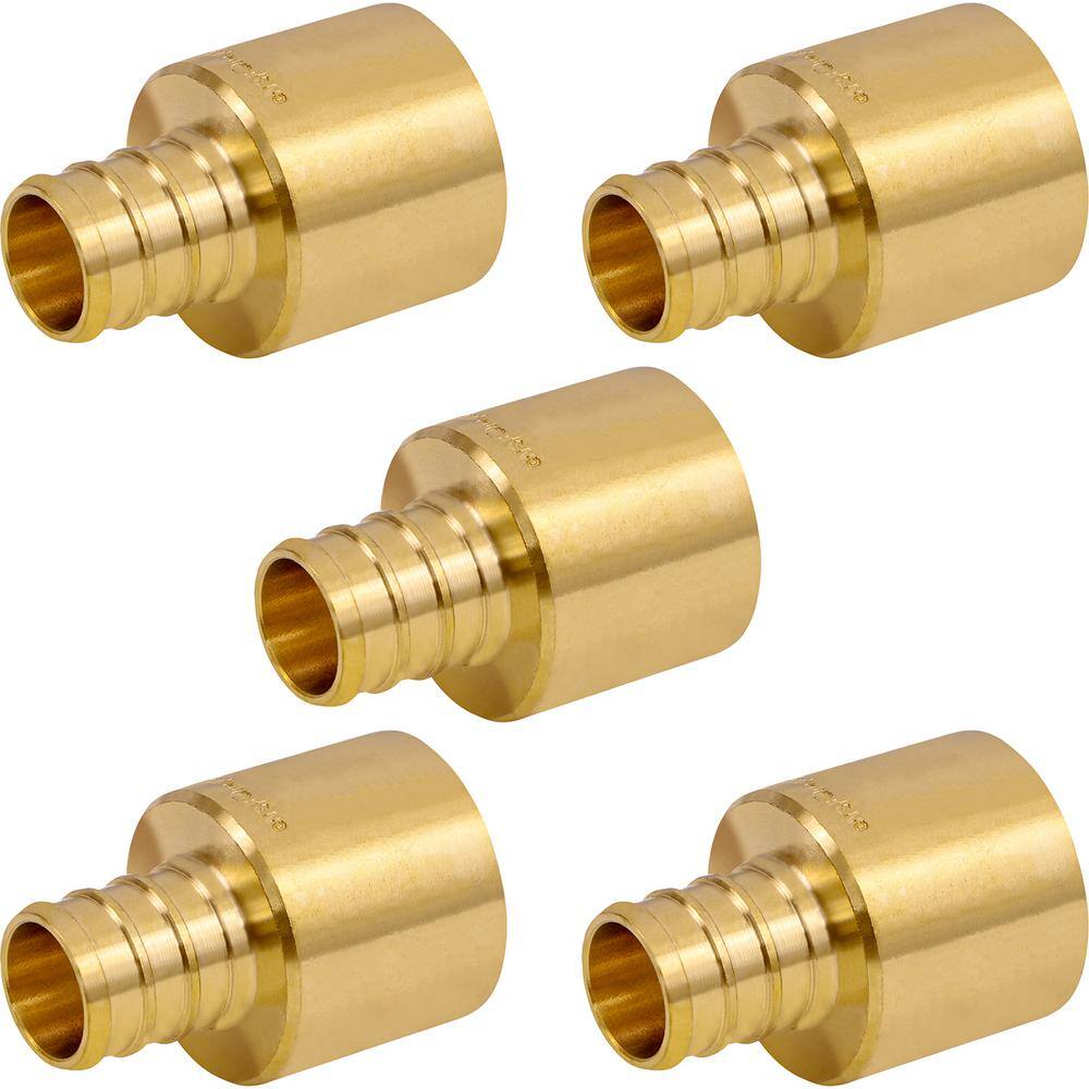 PLUMBFLEX 1 in. Brass Male Sweat Copper Adapter x 3/4 in. Pex Barb Pipe Fitting (5-Pack ...