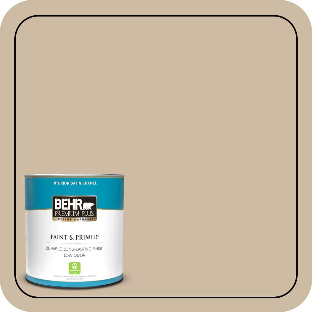 BEHR PREMIUM PLUS 1 qt. #710C-3 Gobi Desert Satin Enamel Low Odor ...