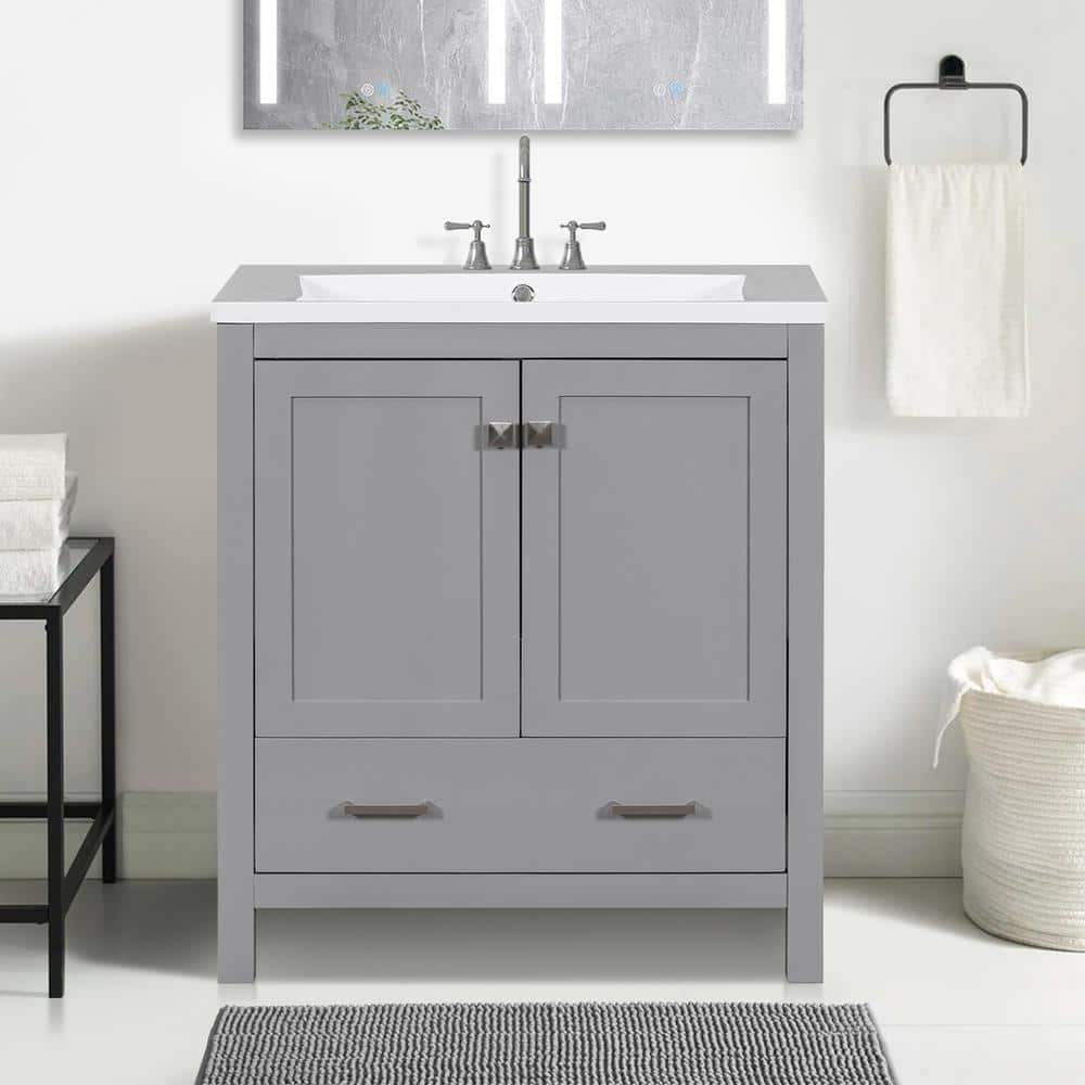 ANGELES HOME 30 in. W x 18 in. D x 34 in. H Single Sink Bath Vanity in ...